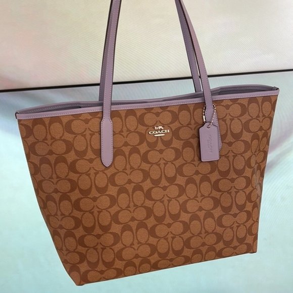 Coach | Bags | Coach 5696 City Tote In Signature Canvas In Khaki Marble ...